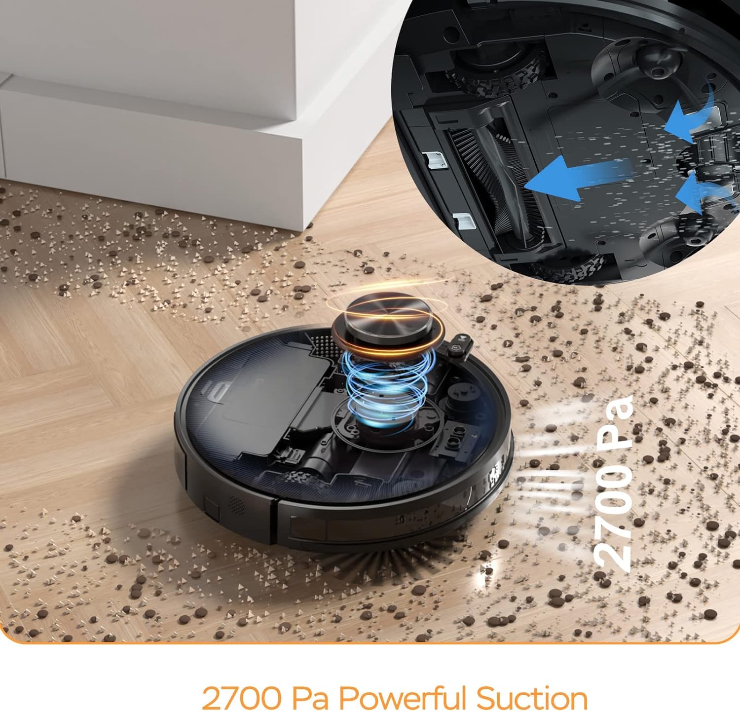 Geek Smart Robot Vacuum Cleaner and Mop L7, LDS Navigation, Wi-Fi Connected APP, Selective Room Cleaning, MAX 2700 PA Suction, Blue Ideal for Pets and Larger Home