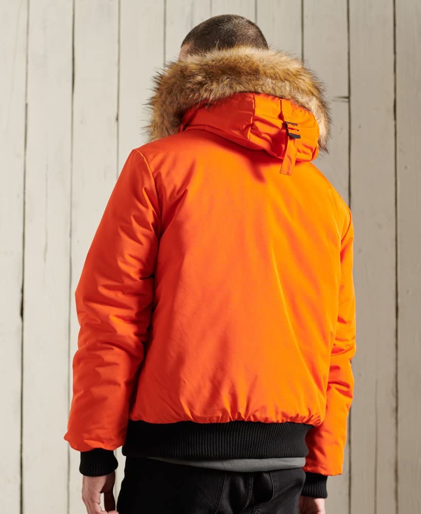 Superdry Mens Everest Bomber Jacket, Zip And Popper Fastening Orange Size M