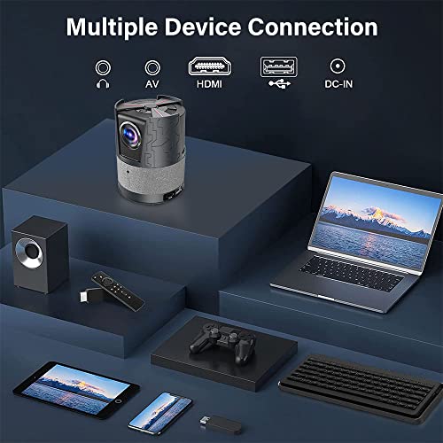 Native 1080P Portable Projector, Mini 5G WiFi Projector with Android 9.0, Smart Bilateral Bluetooth Projector for Wireless Phone Connection, Support 4K Outdoor Movie,Dolby Audio Home Theater,HDMI USB