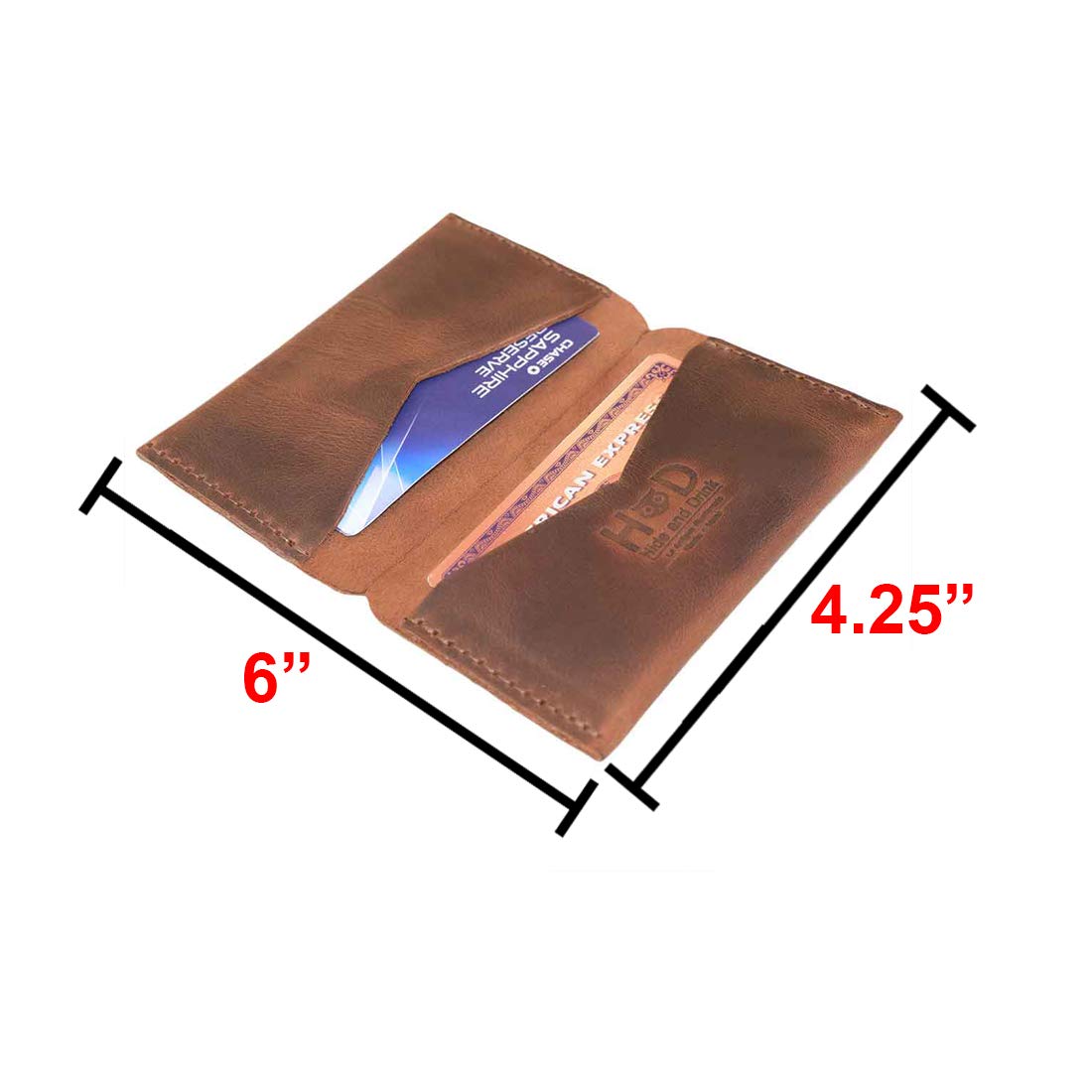 Hide & Drink, Leather Multiple Card Organizer, Holds Up to 12 Cards/Pouch/Wallet/Case/Stylish/Accessories, Handmade :: Bourbon Brown