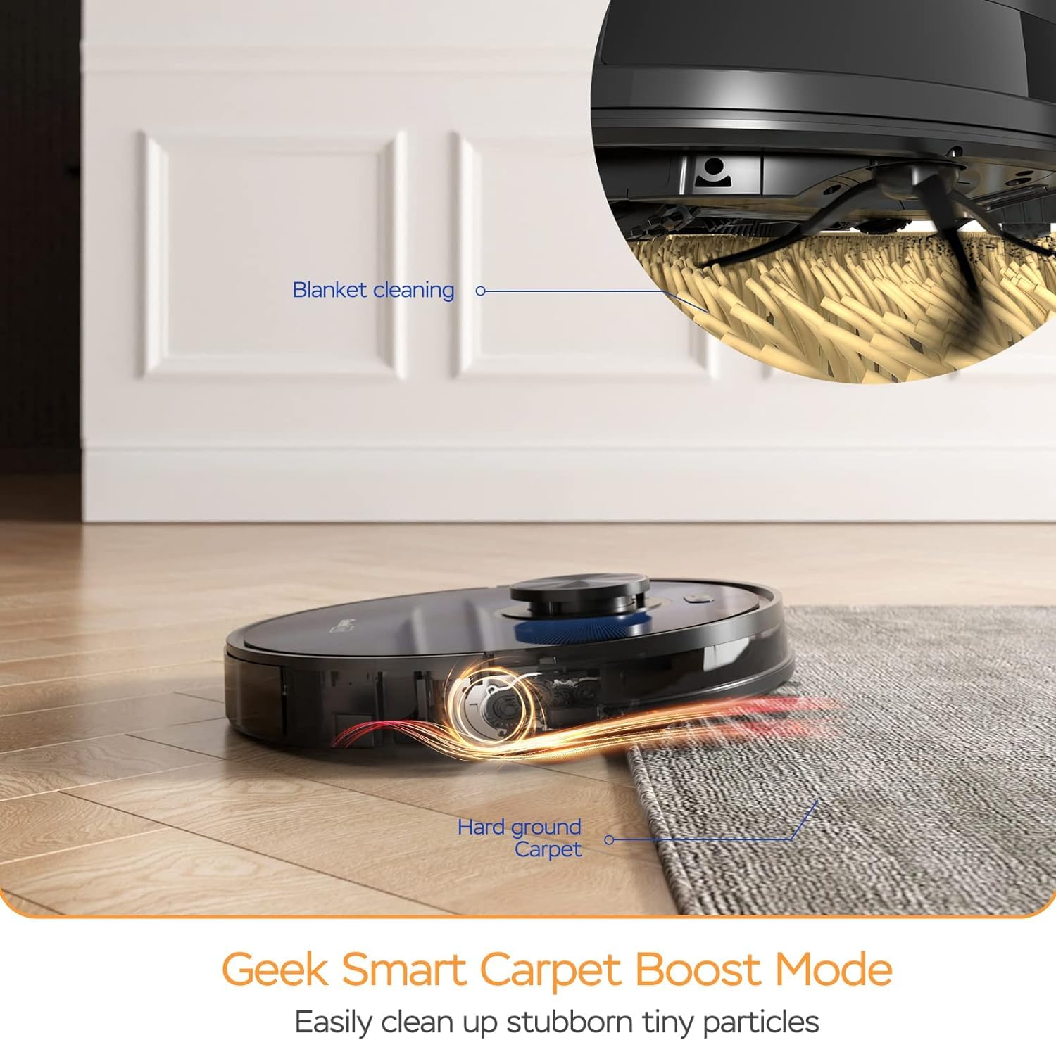 Geek Smart Robot Vacuum Cleaner and Mop L7, LDS Navigation, Wi-Fi Connected APP, Selective Room Cleaning, MAX 2700 PA Suction, Blue Ideal for Pets and Larger Home