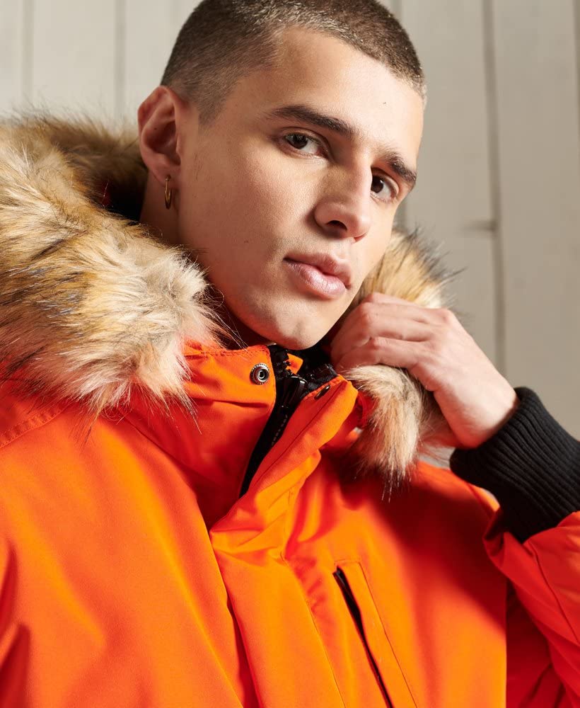 Superdry Mens Everest Bomber Jacket, Zip And Popper Fastening Orange Size M