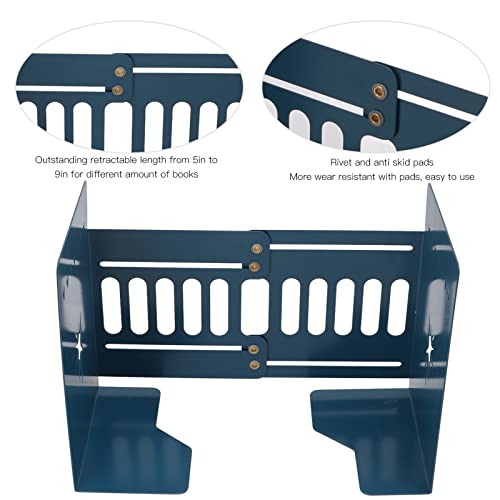 Bookends,Book Ends,Book Ends for Shelves,Retractable Metal Bookends Adjustment Heavy Duty Bookends Decorative for Books Movies Home Desk Office Blue
