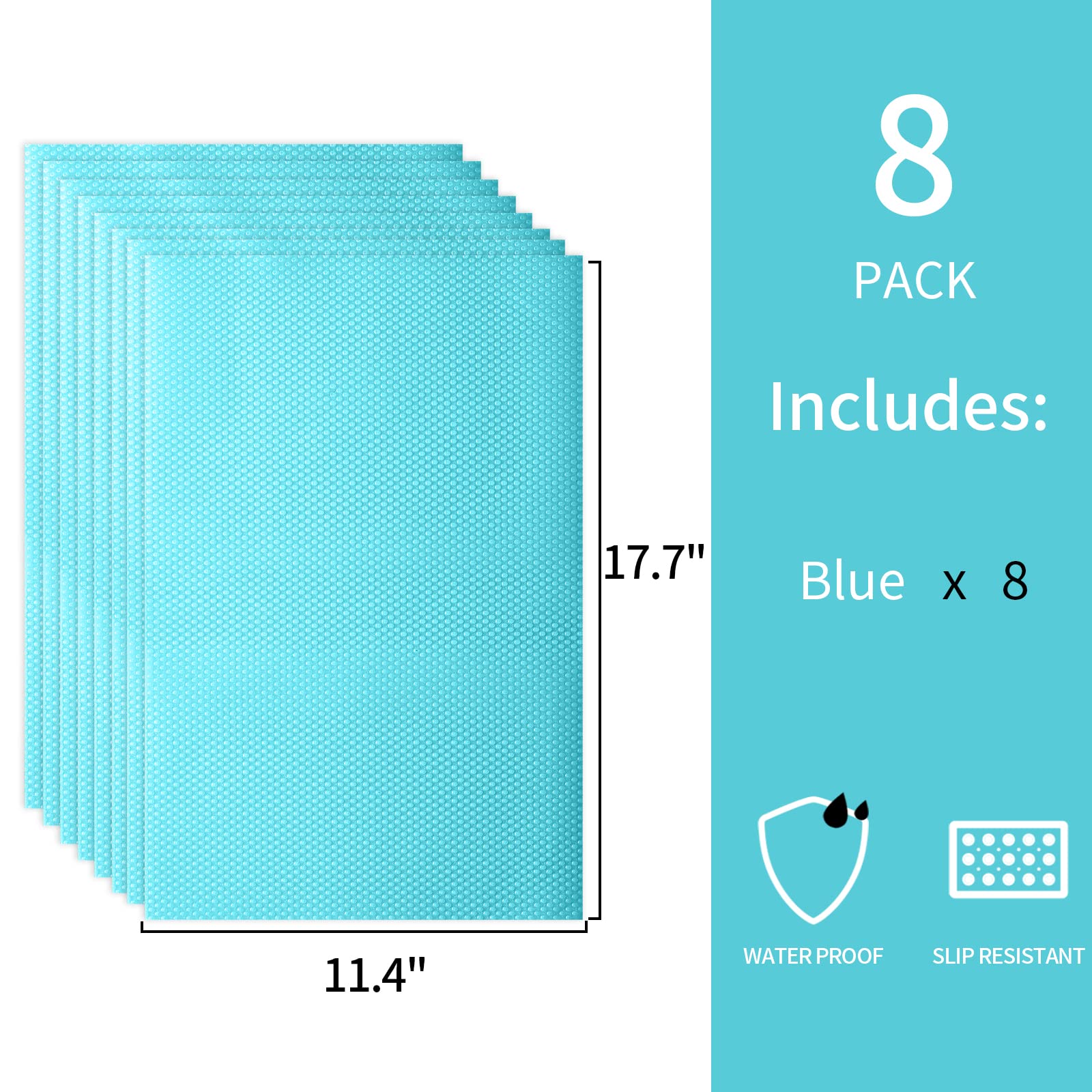 8 Pcs Refrigerator Liners Refrigerator Mats,Washable Mats for Glass Shelves,Kitchen Home Refrigerator Accessories for Drawer Table Placemats(Blue