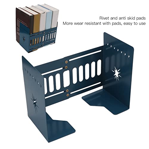Bookends,Book Ends,Book Ends for Shelves,Retractable Metal Bookends Adjustment Heavy Duty Bookends Decorative for Books Movies Home Desk Office Blue