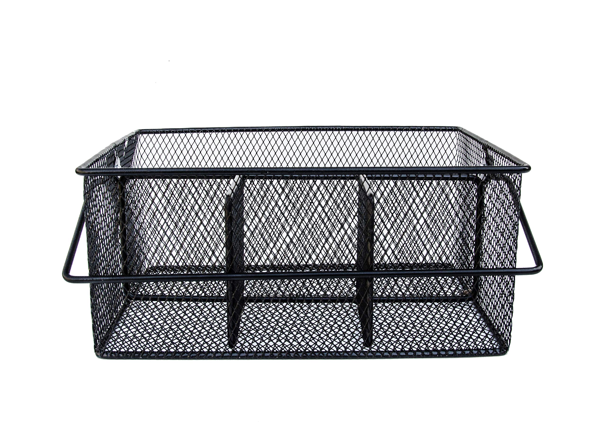 Maypes Utensil Caddy -Silverware Caddy for Parties, Spoon Holder, Buffet Organizer for Condiments, Napkin, Forks, Knives -Stainless Steel Flatware Caddy for Home, Picnics or Entertaining Evens (Black)