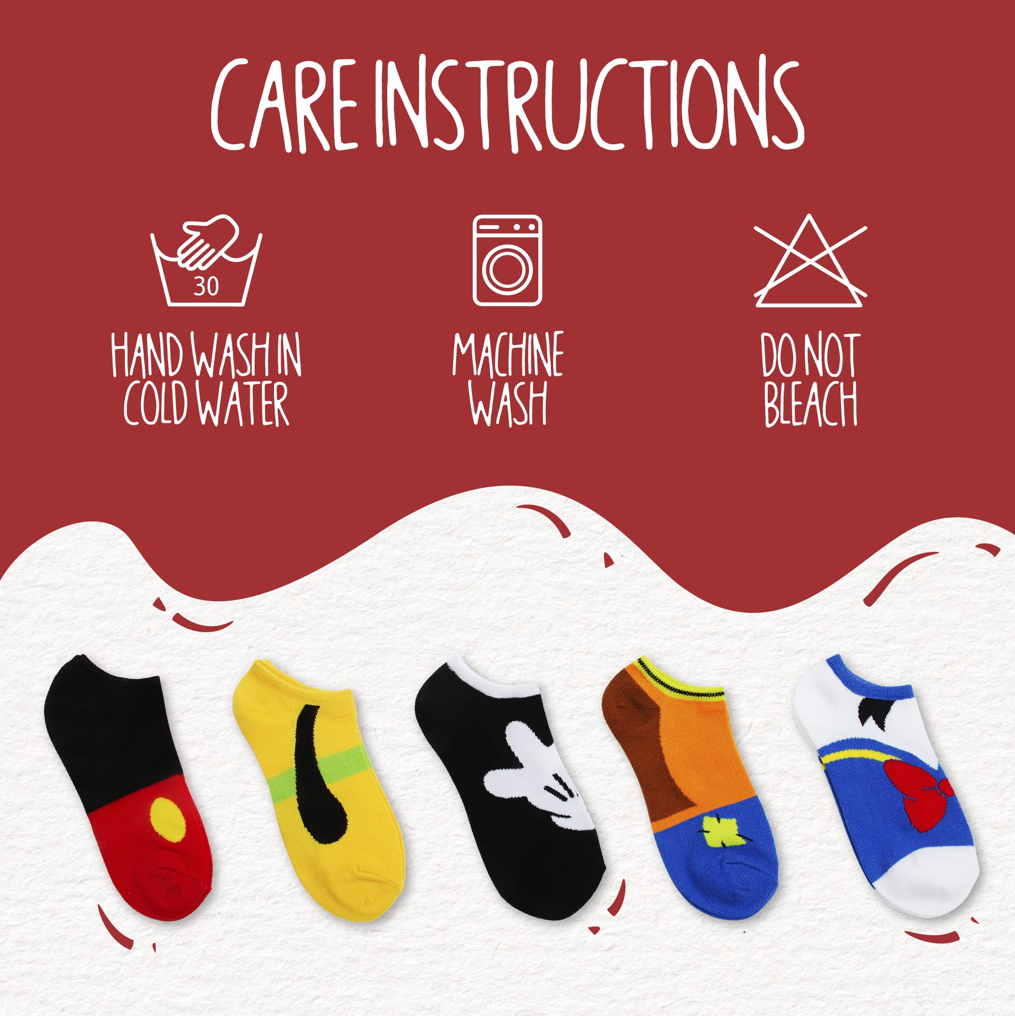 Disney Mickey Mouse Women's 5 Pack No Show Socks