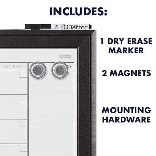 Quartet Combination Magnetic Whiteboard Calendar & Corkboard, 17" x 23" Combo Dry Erase White Board & Cork Bulletin Board, Perfect for Office, Home School Message Board, Black Frame (79275)