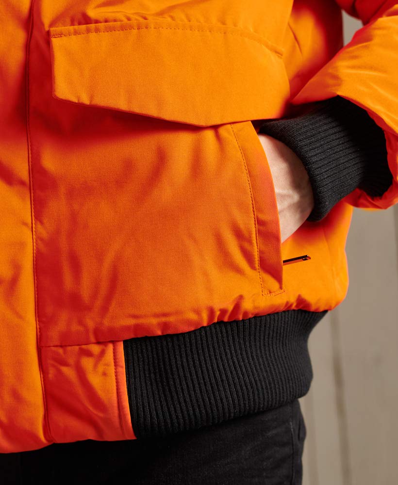 Superdry Mens Everest Bomber Jacket, Zip And Popper Fastening Orange Size M