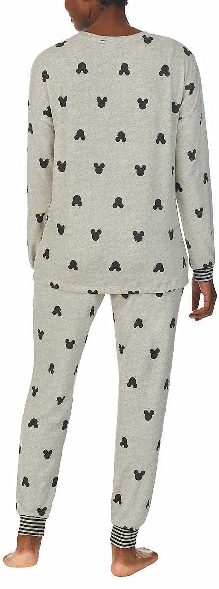 Disney Womens 2 Piece Cozy Pajama Set (Gray Mickey Mouse, Medium)