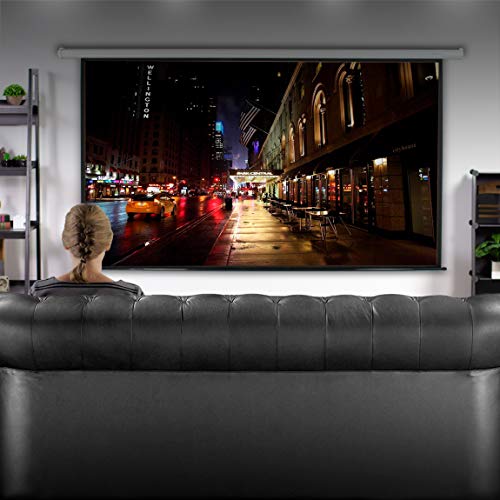 VIVO 80 inch Projector Screen, Diagonal 16:9 Projection HD, 4K 3D 1080P HD Manual Pull Down Matte White Home Theater VIVO, PS-M-080