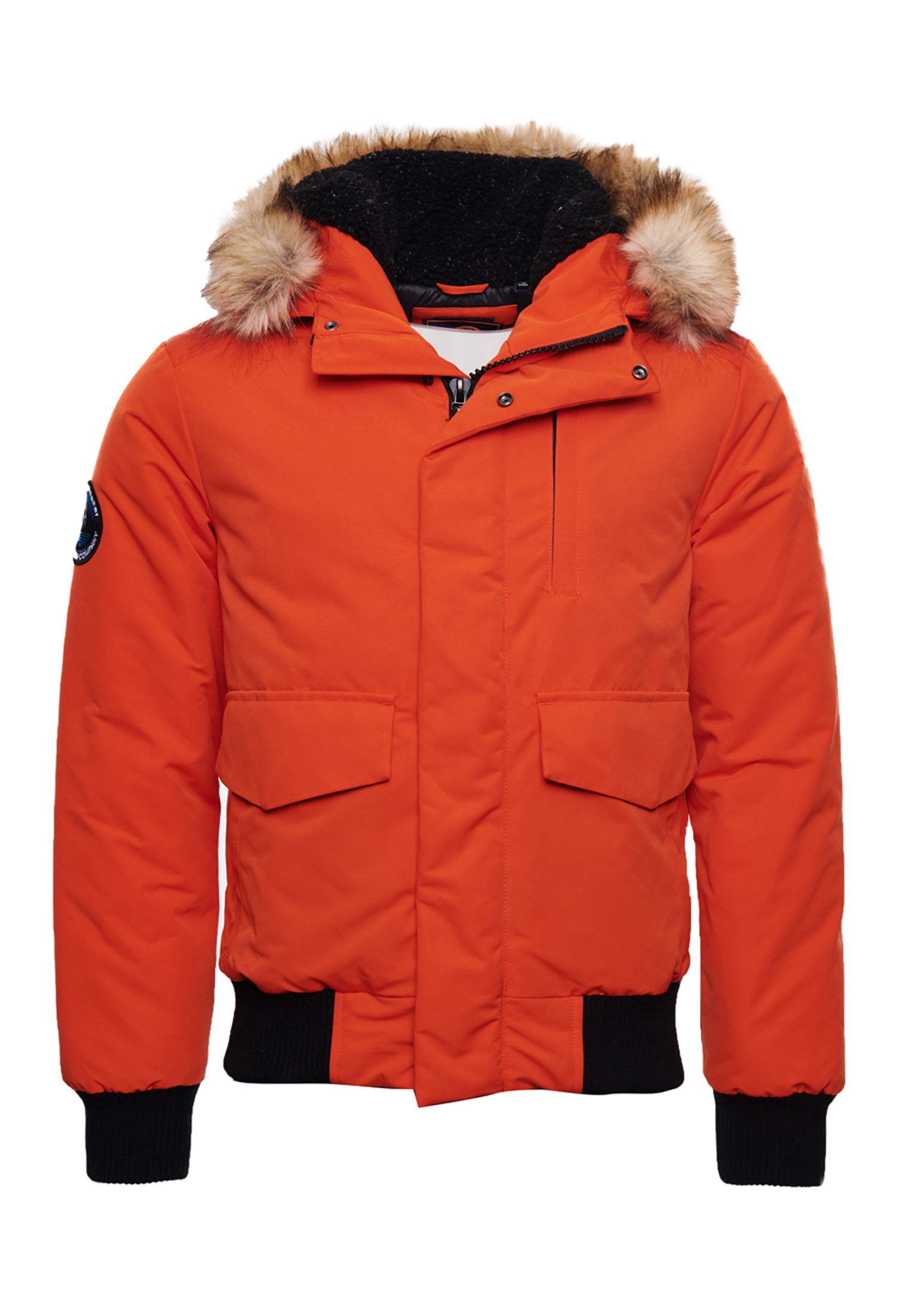 Superdry Mens Everest Bomber Jacket, Zip And Popper Fastening Orange Size M