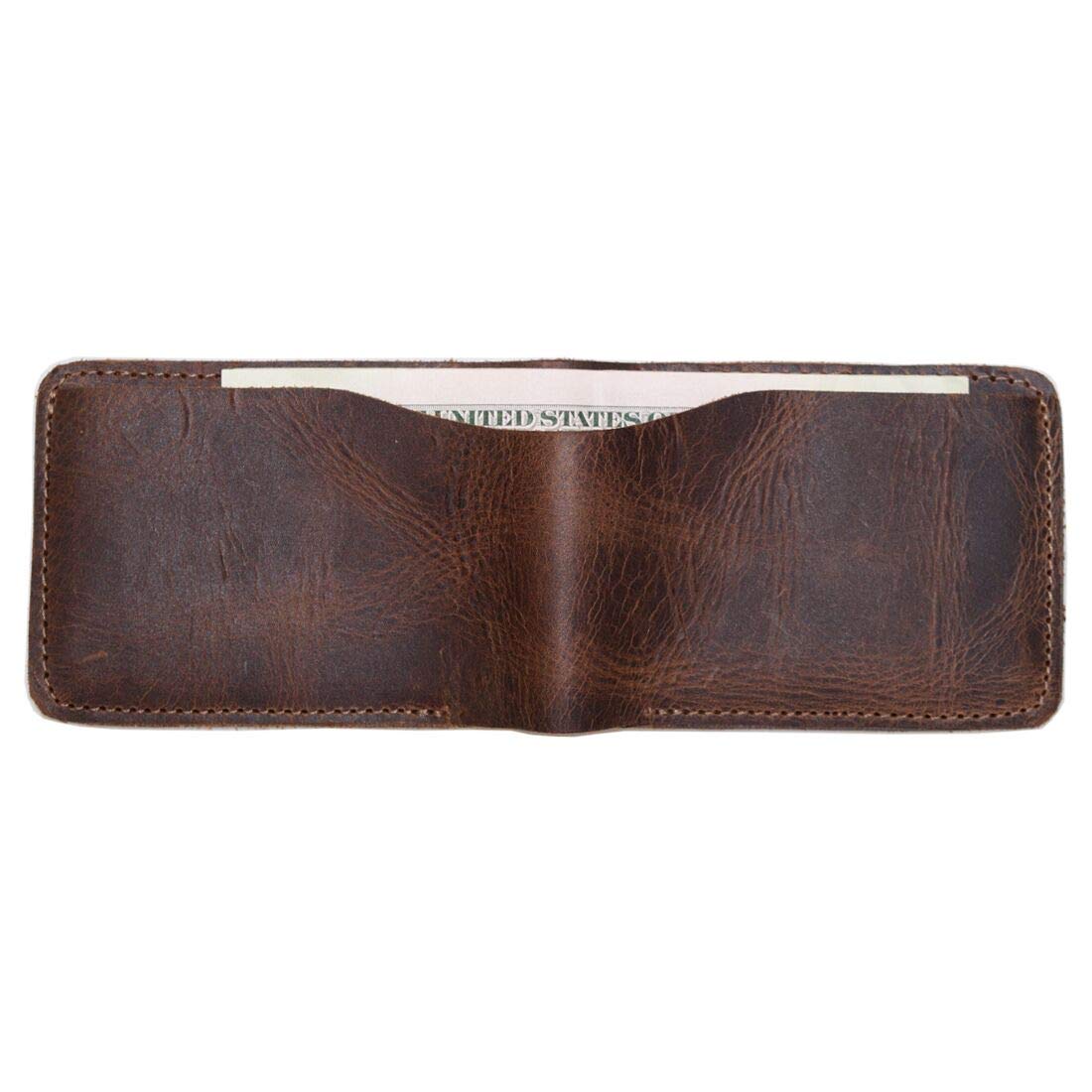 Hide & Drink, Horizontal Bi-Fold Leather Wallet, Holds Up to 8 Cards Plus Flat Bills/Money Organizer/Travel Essentials, Handmade Includes 101 Year Warranty :: Bourbon Brown