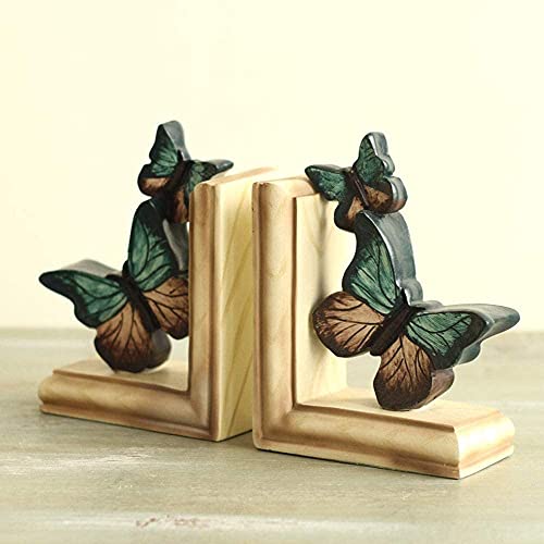 Bookend Supports HeavyDuty , Book Holders Each Set of 2 Sculpture Butterfly Art Book Holders for Library Office Home Decoration