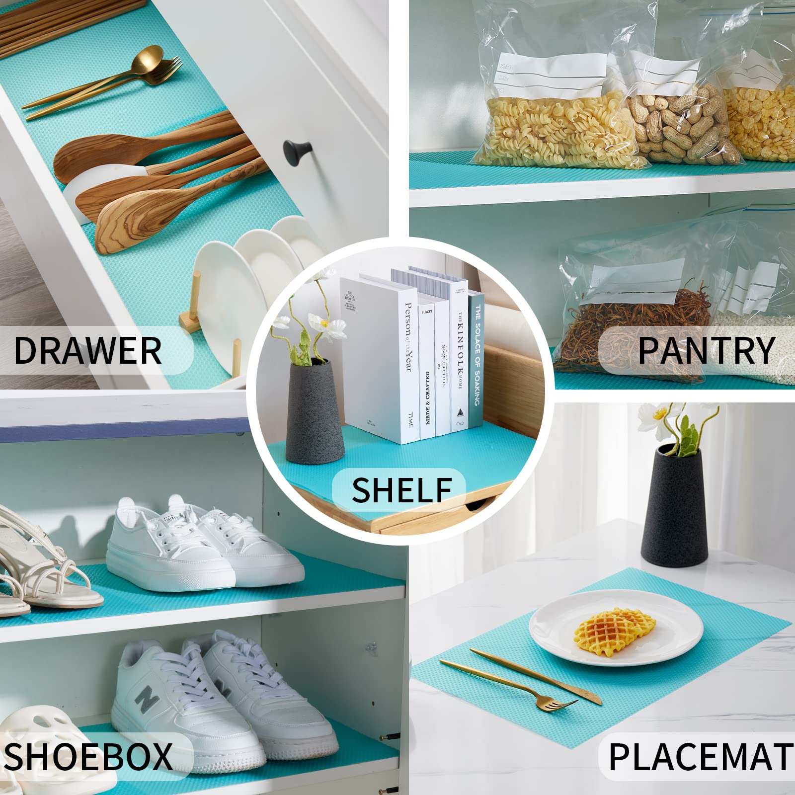 8 Pcs Refrigerator Liners Refrigerator Mats,Washable Mats for Glass Shelves,Kitchen Home Refrigerator Accessories for Drawer Table Placemats(Blue
