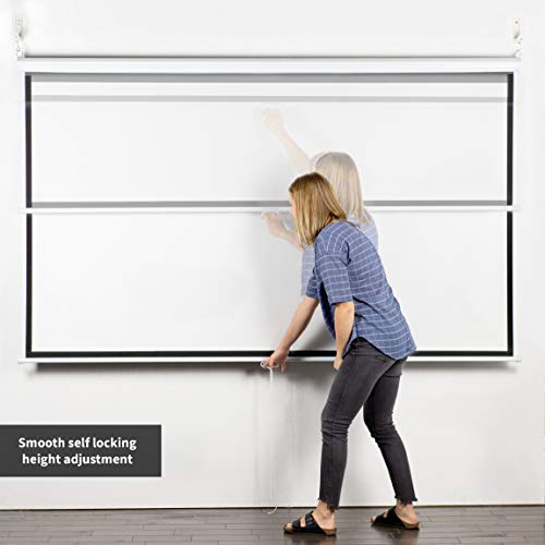 VIVO 80 inch Projector Screen, Diagonal 16:9 Projection HD, 4K 3D 1080P HD Manual Pull Down Matte White Home Theater VIVO, PS-M-080