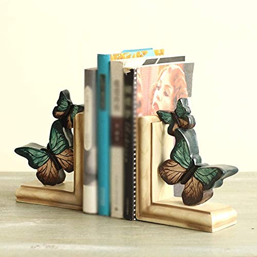 Bookend Supports HeavyDuty , Book Holders Each Set of 2 Sculpture Butterfly Art Book Holders for Library Office Home Decoration