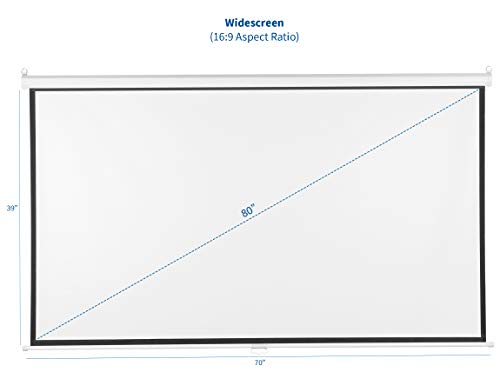 VIVO 80 inch Projector Screen, Diagonal 16:9 Projection HD, 4K 3D 1080P HD Manual Pull Down Matte White Home Theater VIVO, PS-M-080