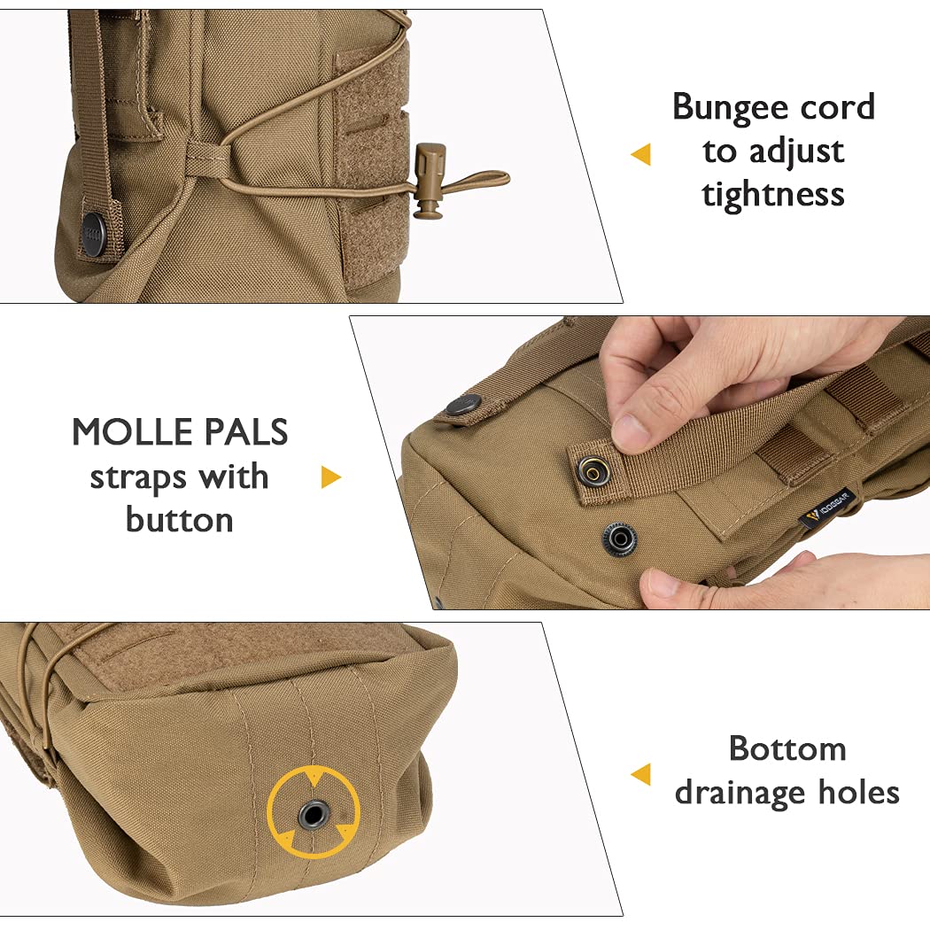 IDOGEAR Tactical Pouch Molle Drawstring Magazine Dump Pouch Mag Recycling Pouch Universal Bag (Coyote Brown)