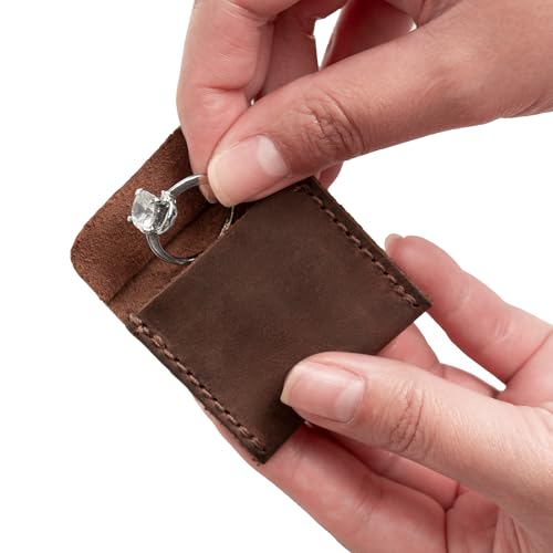 Hide & Drink, Wedding Ring Case, Engagement Pouch, Bride and Groom Jewelry Storage, Marriage Travel, Ring Bearer, Proposal Ring Holder, Full Grain Leather, Handmade, Bourbon Brown