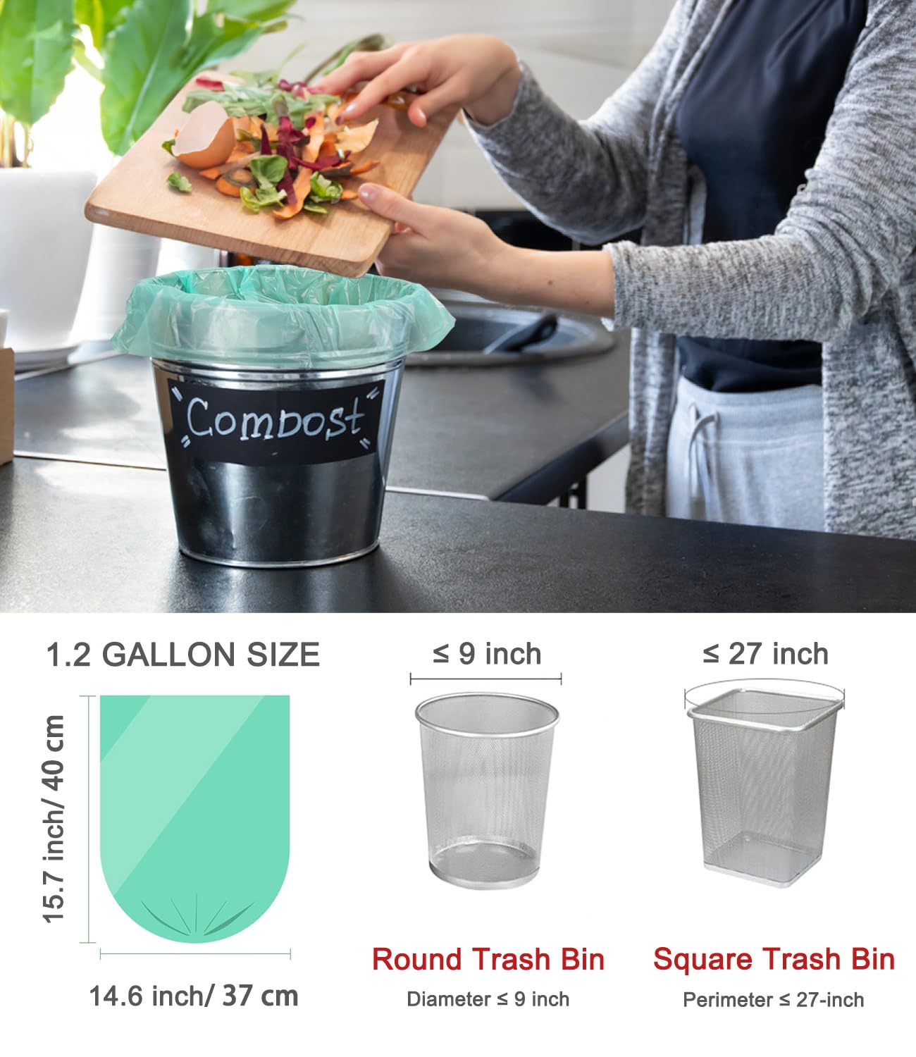 200 Counts AYOTEE Mini Trash Bags,1.2 Gallon Small Compostable Trash Bags,Strong Unscented Compost Bags Small Bathroom Trash Bags for Home, Fit 4.5-5 Liter Trash Can,1-1.5 Gallon…