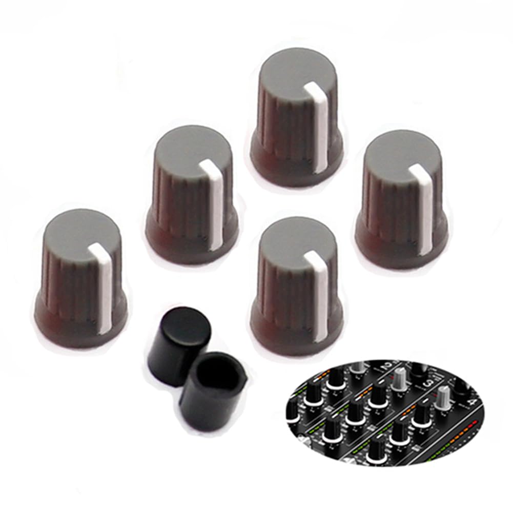 WXYINSPAS 5pcs Universal EQ Rotary Knob Replacement Equalizer Potentiometer Fader Knobs Push Rod Cap for DJ Controller Mixer Console Pioneer DJMγDDJγXDJ, Denon Numark AKAI RANE VESTAX (Grey Hats)