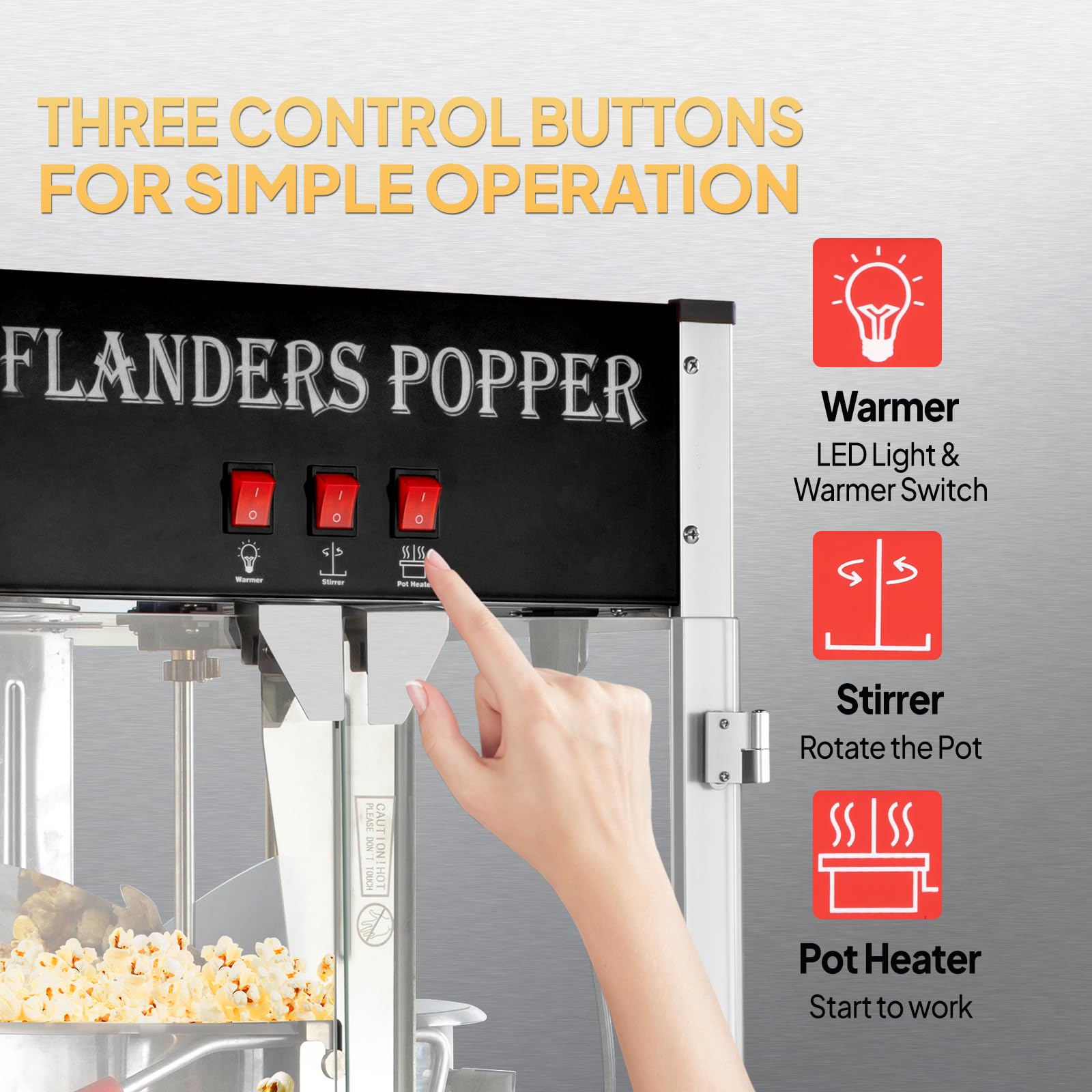 ROVSUN Commercial Popcorn Machine Movie Theater Style with 16 Ounce Kettle, Countertop Popcorn Maker Machine w/Stainless Steel Scoop, Oil Spoon & 3 Popcorn Cups (Black)