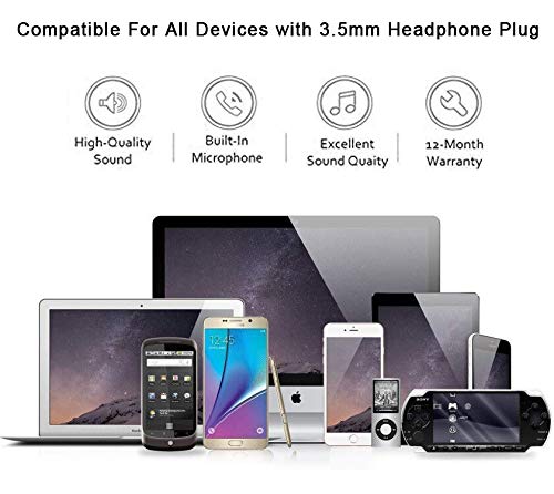 3 Pack 3.5mm Wired Headphone Plug, in-Ear Earphones, Earbuds Noise Isolating with Built-in Microphone & Volume Control Compatible with iPhone 6s 6 Plus 5s 5 iPad iPod MP3 MP4 Samsung Android Laptop