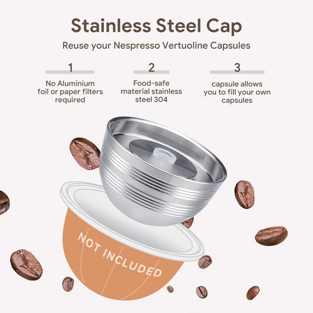 Reusable Vertuo Next Coffee Pods Holder Stainless Steel Refillable Filters Only Compatible with Nespresso VERTUO NEXT 8OZ - 3.0 Genaration