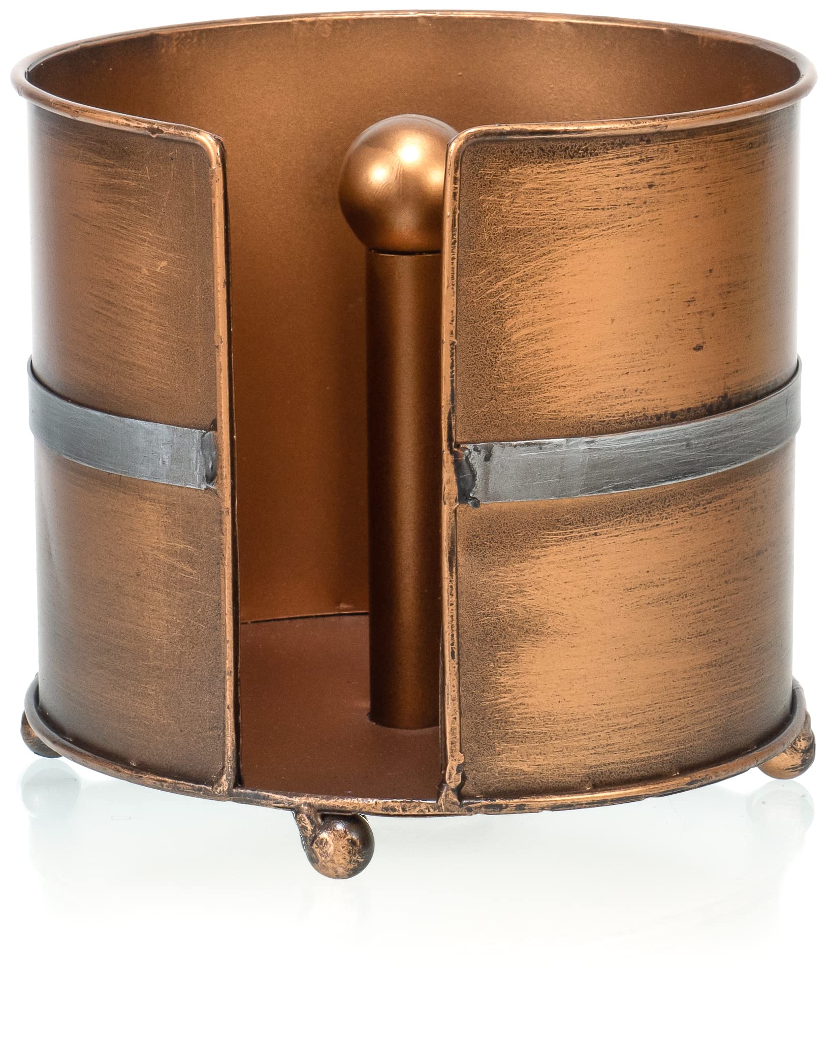 Red Co. 6” Metal Vertical Freestanding Tabletop Paper Towel Holder Stand in Antique Brass Finish