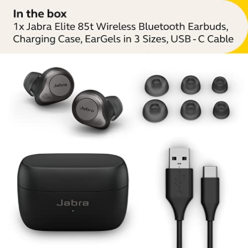 Jabra Elite 85t True Wireless Bluetooth Earbuds, Titanium Black β Advanced Noise-Cancelling Earbuds with Charging Case for Calls & Music β Wireless Earbuds with Superior Sound & Premium Comfort