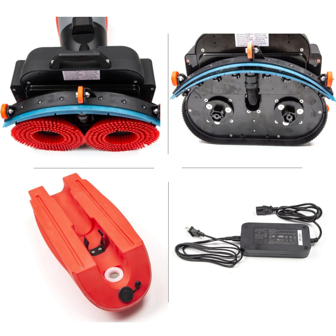 SANITMAX SM430 17" Commercial Floor Scrubber Machine, Rotary Double Brushes, 10000 sqft/h, Cordless Rechargeable Lithium Battery