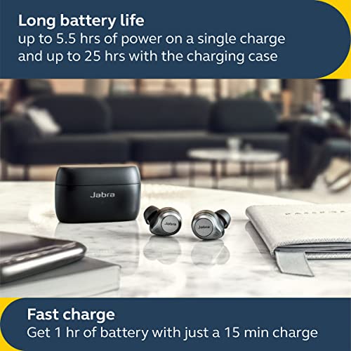 Jabra Elite 85t True Wireless Bluetooth Earbuds, Titanium Black β Advanced Noise-Cancelling Earbuds with Charging Case for Calls & Music β Wireless Earbuds with Superior Sound & Premium Comfort