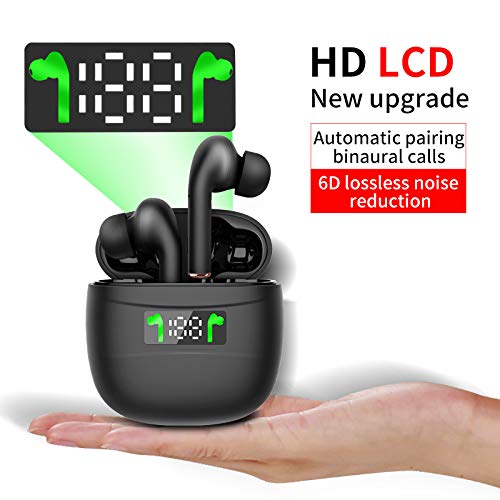 Gvoice J3 Pro TWS Smart Noise Cancelling 6D Stereo Earphone LED Digital Display Bluetooths 5.2 Wireless Earbuds (Black)