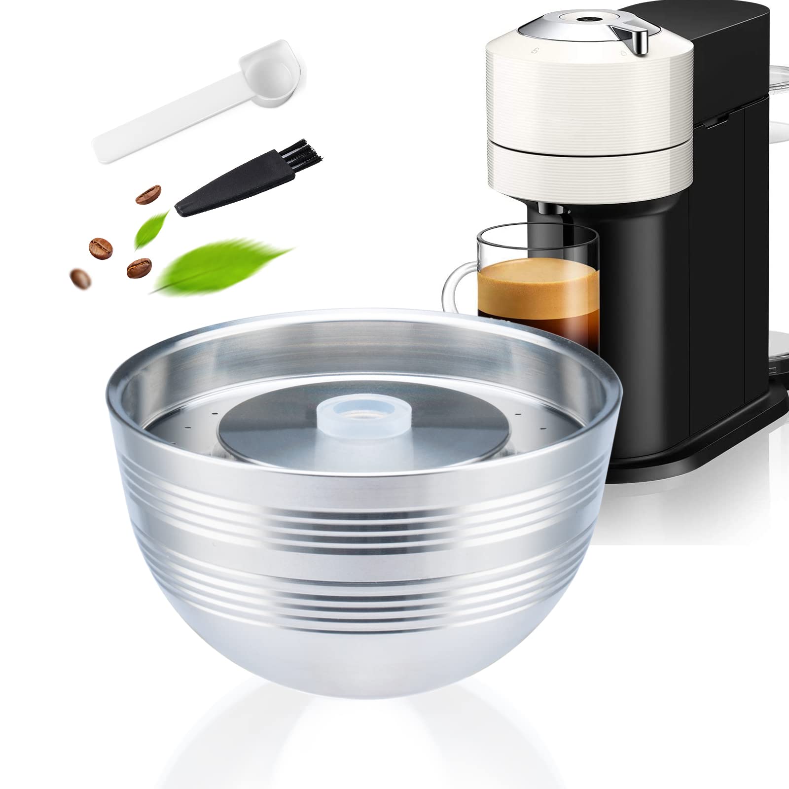 Reusable Vertuo Next Coffee Pods Holder Stainless Steel Refillable Filters Only Compatible with Nespresso VERTUO NEXT 8OZ - 3.0 Genaration