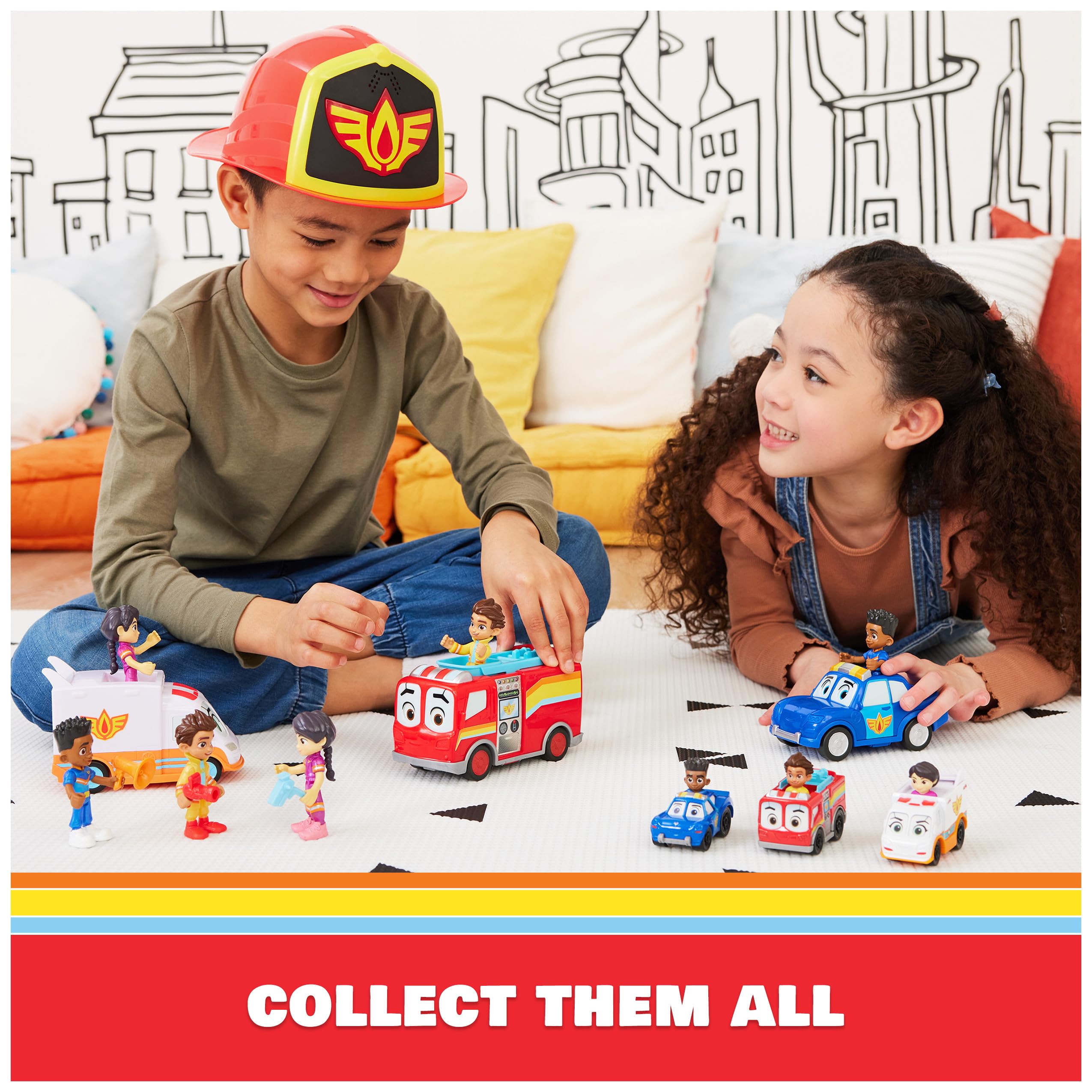 Disney Junior Firebuds, Violet and Axl, Action Figure and Ambulance Toy with Interactive Eye Movement, Kids Toys for Boys and Girls Ages 3 and up
