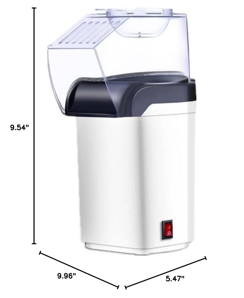 mini popcorn machine for home electric small hot air popcorn popper no oil tabletop portable pop corn maker with Measuring Cup Melt Butter - RED (WHITE)