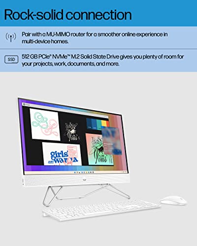 HP All-in-One Bundle PC, 23.8" FHD Micro-Edge Touchscreen Display, 12th Generation Intel Core i5 Processor, Intel Iris Xe Graphics, 8 GB RAM, 512 GB SSD, Windows 11 Home OS, Wi-Fi (24-cb1170, 2022)
