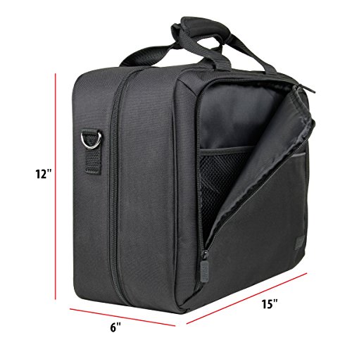 USA Gear Projector Case - Projector Bag Compatible with DBPOWER, ViewSonic PJD5134, Dr. J HI-04, PVO Portable Projector and More Movie Projector - Scratch Resistant & Customizable Interior (Black)