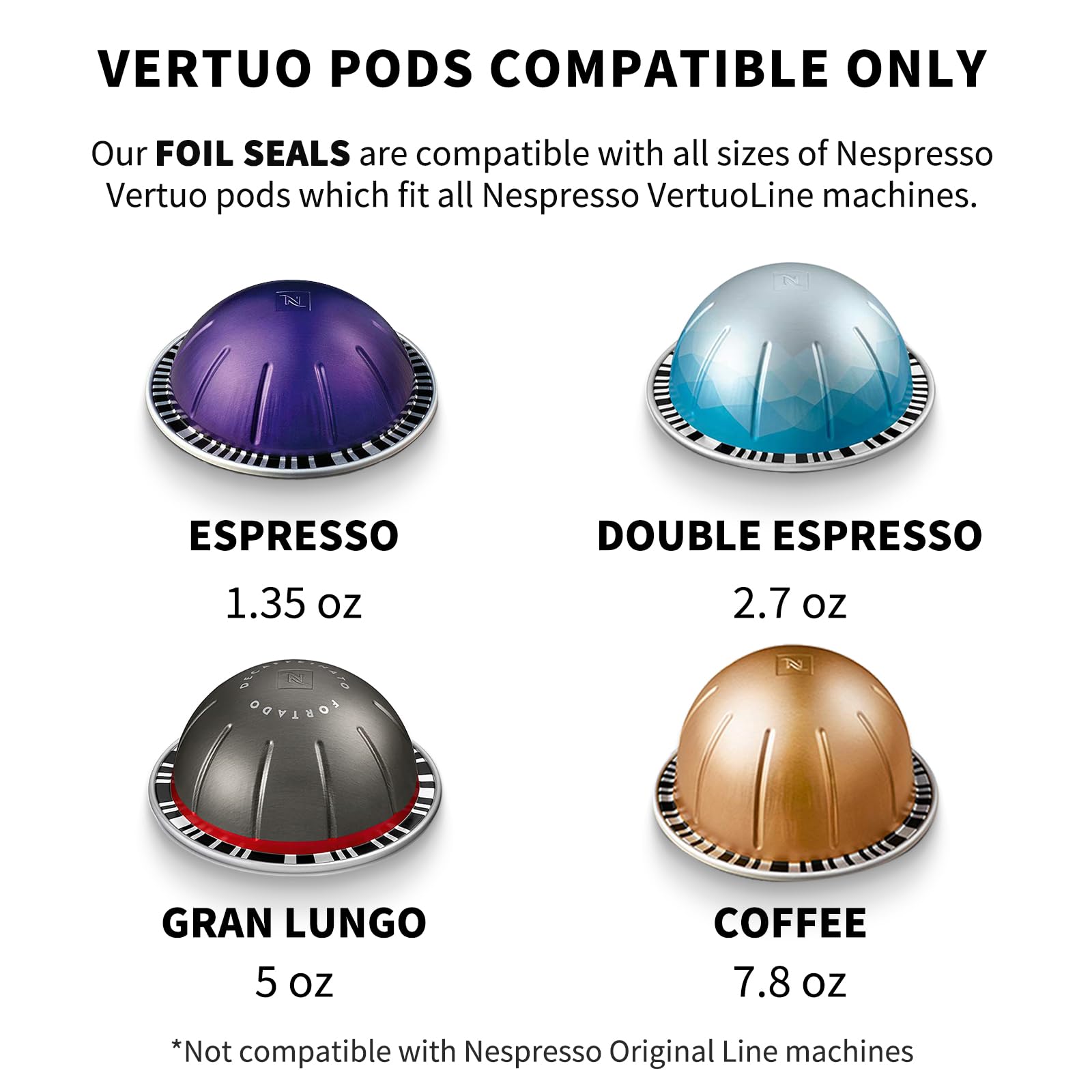 Fanativita Aluminum Foil Seal Kit for Reusable Nespresso Vertuo Pods - Includes Reusable Capsule Holder, Brush, Scoop and 50Pcs Seal Lids