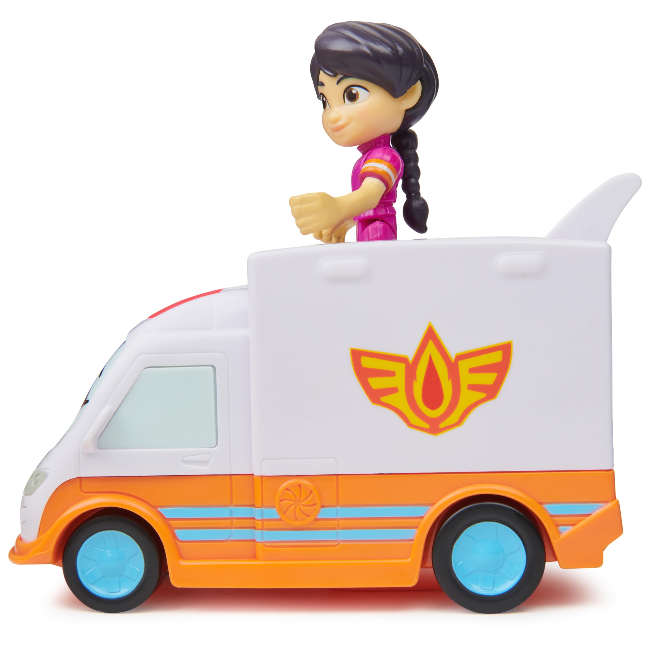 Disney Junior Firebuds, Violet and Axl, Action Figure and Ambulance Toy with Interactive Eye Movement, Kids Toys for Boys and Girls Ages 3 and up
