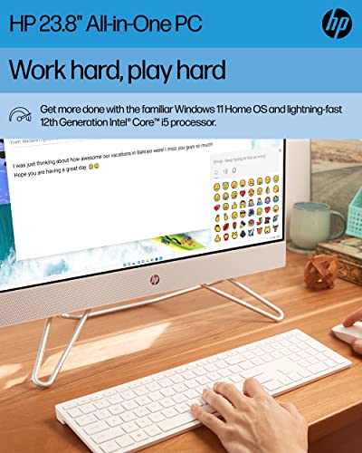 HP All-in-One Bundle PC, 23.8" FHD Micro-Edge Touchscreen Display, 12th Generation Intel Core i5 Processor, Intel Iris Xe Graphics, 8 GB RAM, 512 GB SSD, Windows 11 Home OS, Wi-Fi (24-cb1170, 2022)
