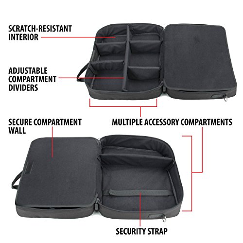 USA Gear Projector Case - Projector Bag Compatible with DBPOWER, ViewSonic PJD5134, Dr. J HI-04, PVO Portable Projector and More Movie Projector - Scratch Resistant & Customizable Interior (Black)