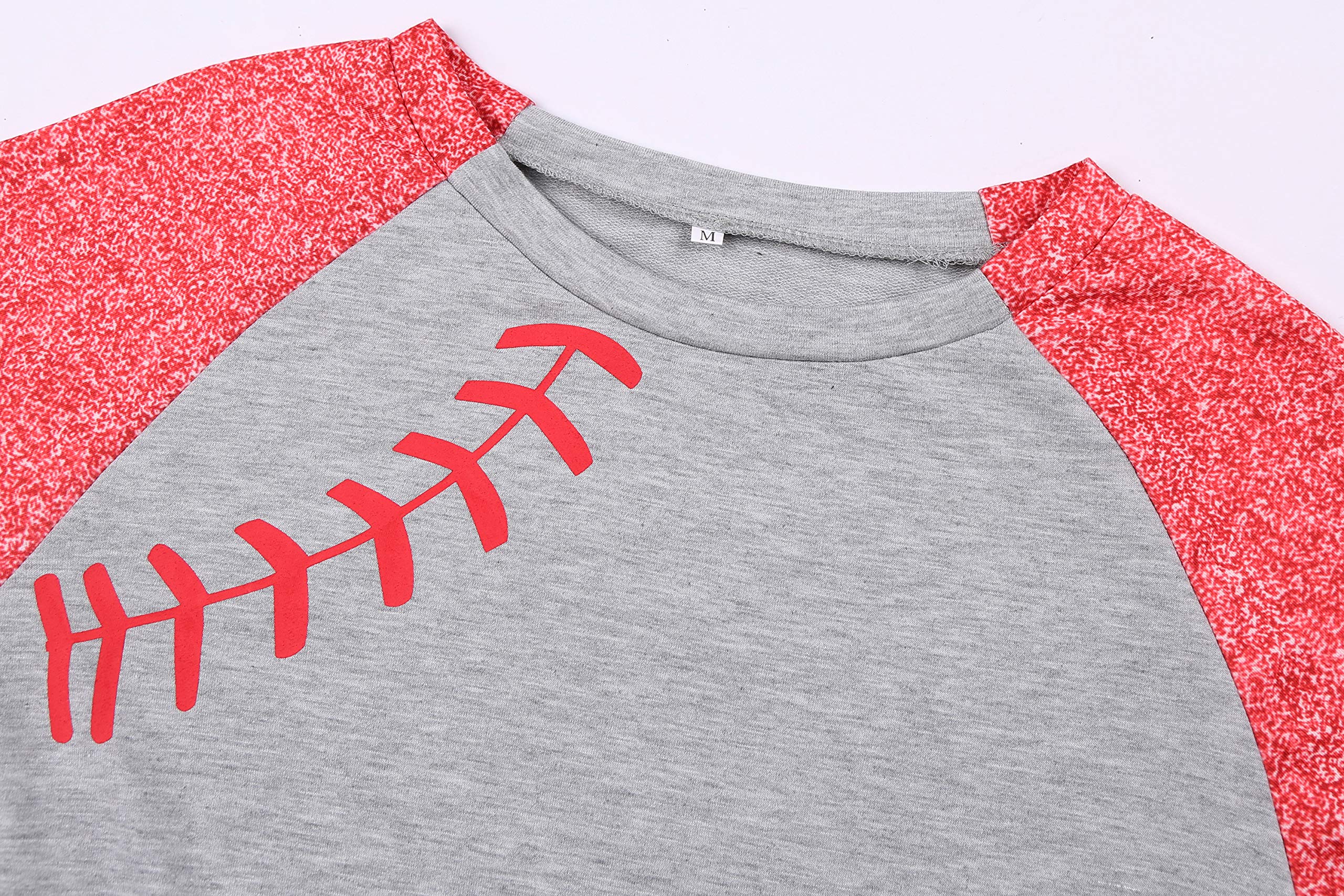 Womens Long Sleeve Shirts Baseball Clothing Creative Long-Sleeved Tops Aesthetic Tshirts Baseball Mom Shirts Red