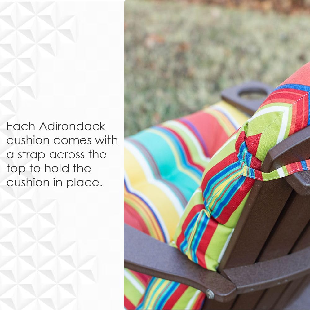 RSH DECOR Indoor Outdoor Single Tufted Adirondack Chair Seat Cushion, (Dash Tropical Green Stripe),42.5'' x 21''