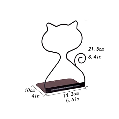 Book Ends for Shelves Bookends Cat-Shaped Bookend Bookshelf Student Desktop Non-Slip Bookend Holds Heavy Books Thick Book Book Ends Office Book Stand (Color : Black)