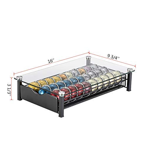 Rice rat Vertuo Capsule Holder Drawer for Nespresso With Glass For Cabinet Vertuoline Pod Storage Rack For Counter (Class-30 Pods)