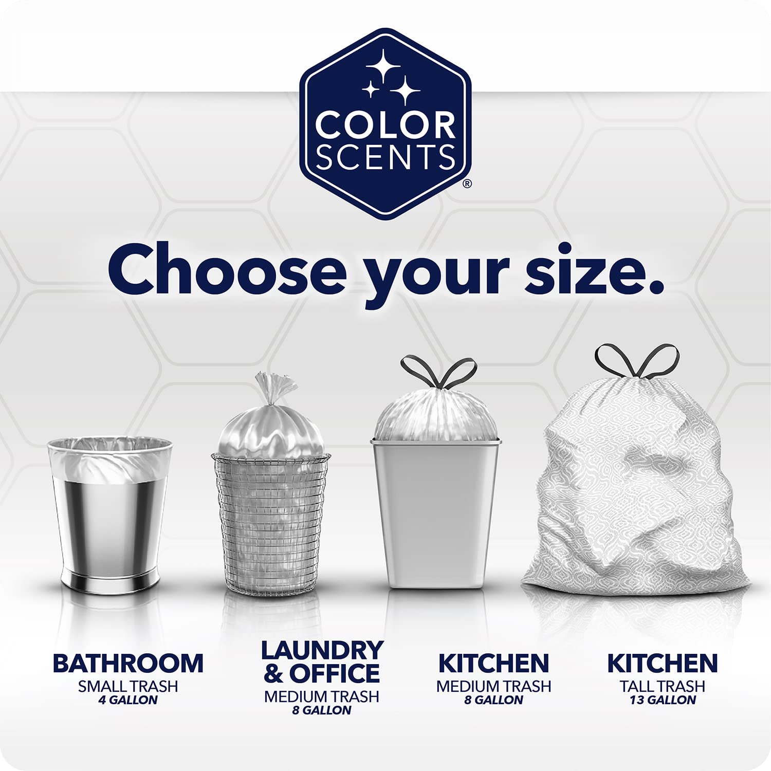 Color Scents Small Trash Bags - 4 Gallon, 80 Bags (1 Pack of 80 Count), Twist Tie - Lavender Bag in Lavender Scent with Microban