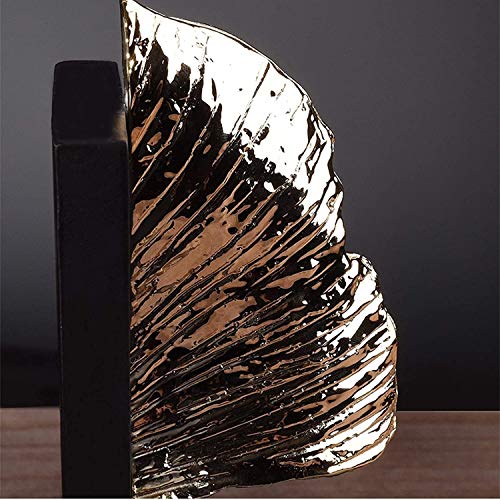 QLAZO Bookend Supports HeavyDuty , Books Ends Set of Two, Polyresin Ginkgo Leaf Resin bookend,Finish Book Organizer Children Adults Desk Office Gift