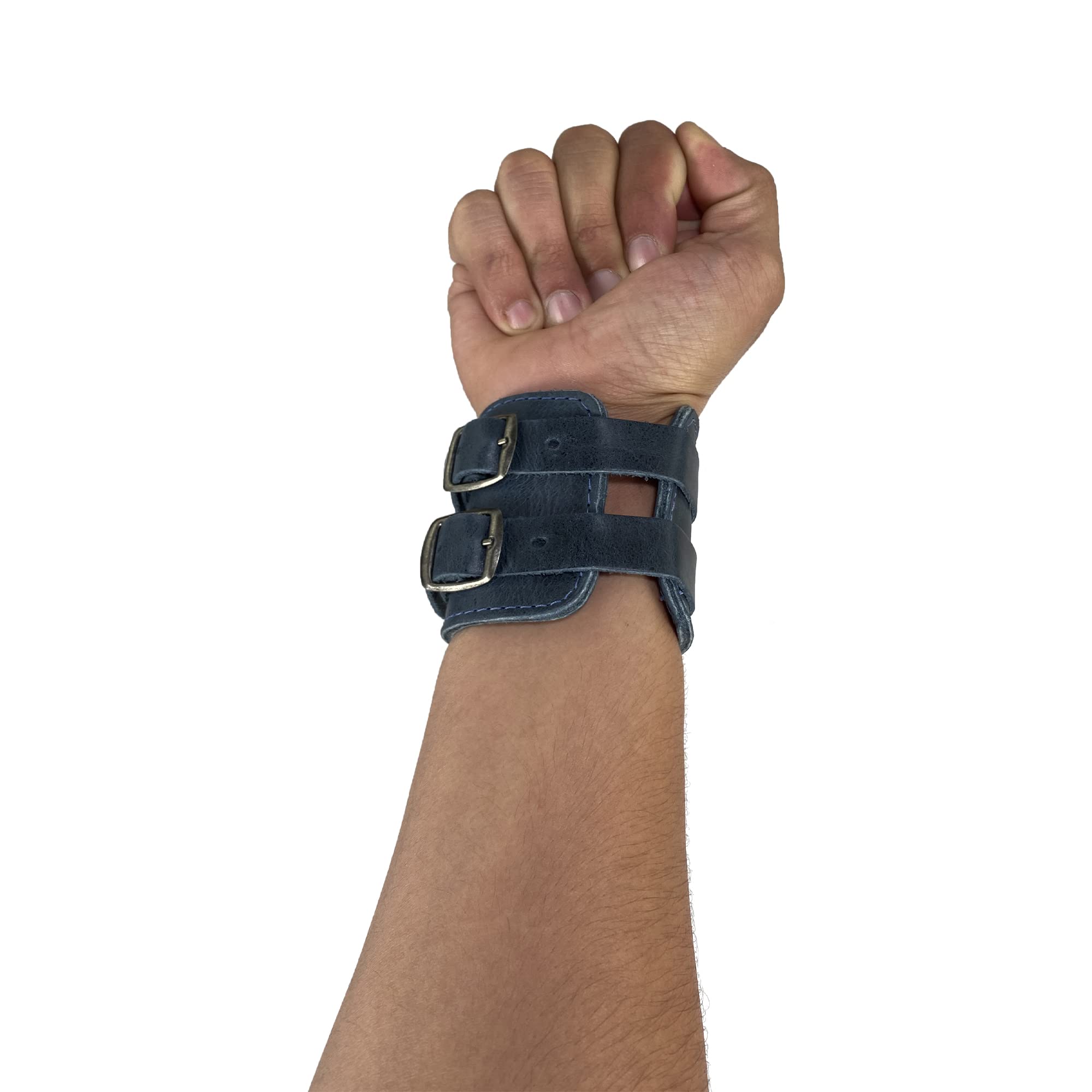 Hide & Drink, Stylish Wrist Wallet Cuff, Wristband with Secret Pouch, Cash Holder, Money Organizer, Full Grain Leather, Handmade,Slate Blue